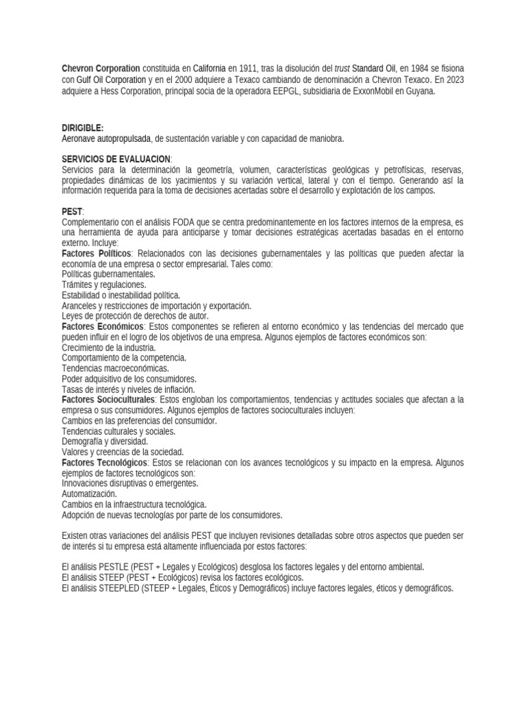 Chevron y Análisis PEST en Estrategia Empresarial | PDF | Business ...