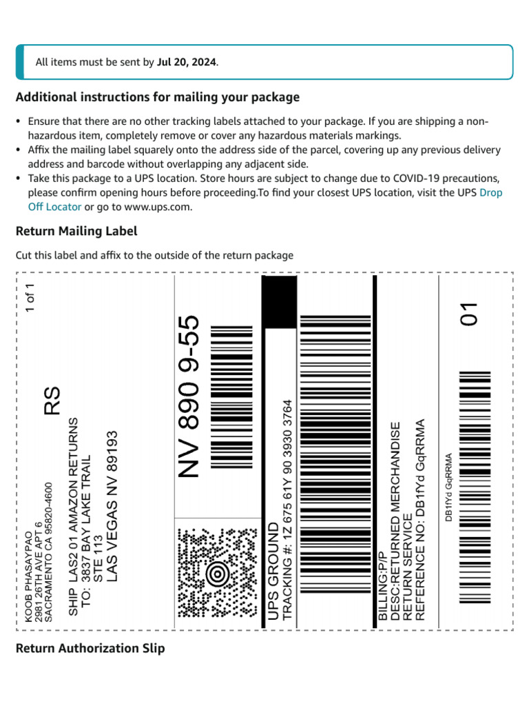 Online Return Center | PDF