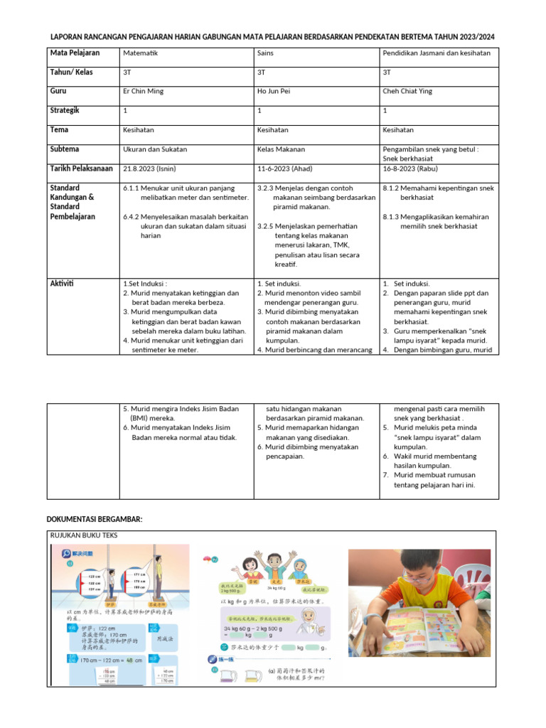 Laporan Gabungan RPH Pendekatan Bertema Tahun 2023 | PDF