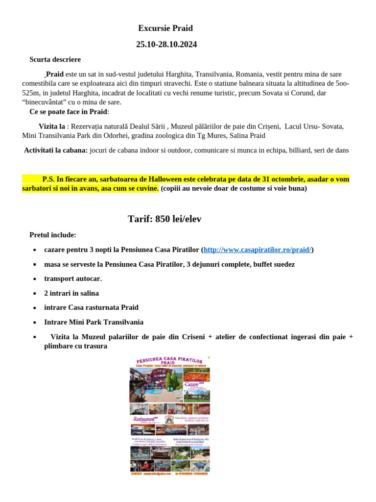 Excursie Praid | PDF