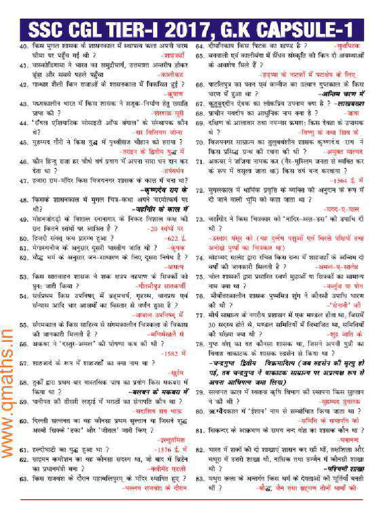 SSC GK IN HINDI PDF Free Download (For More Book - WWW - Gktrickhindi ...