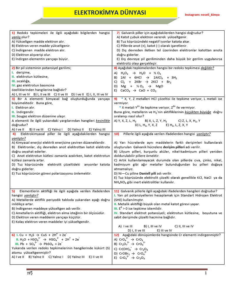 Elektroki̇mya Dünyasi-Nş | PDF