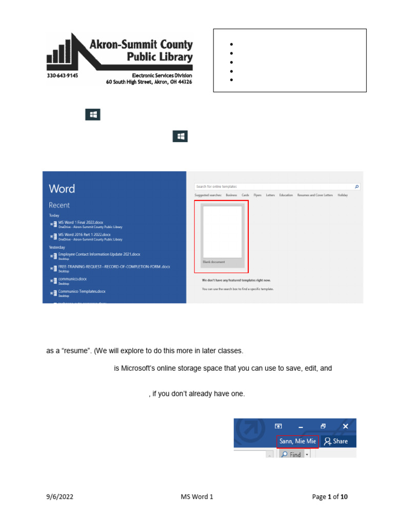 MS Word Part 1 | PDF