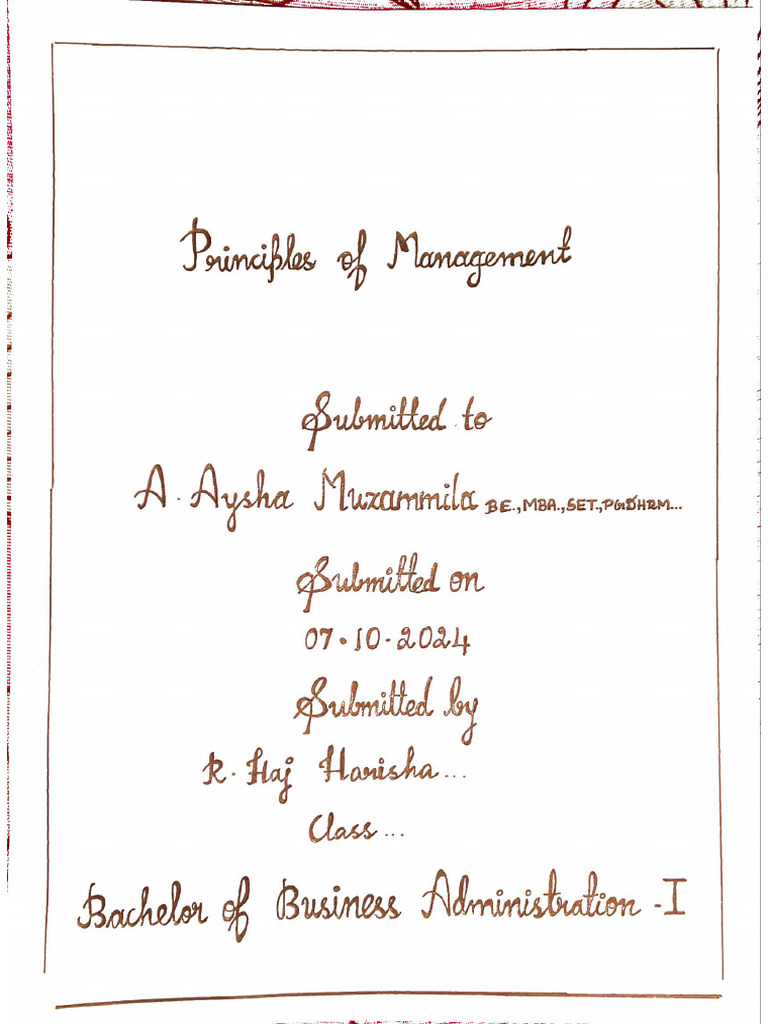 R. Haj Harisha - Principles of Management - Assignment | PDF