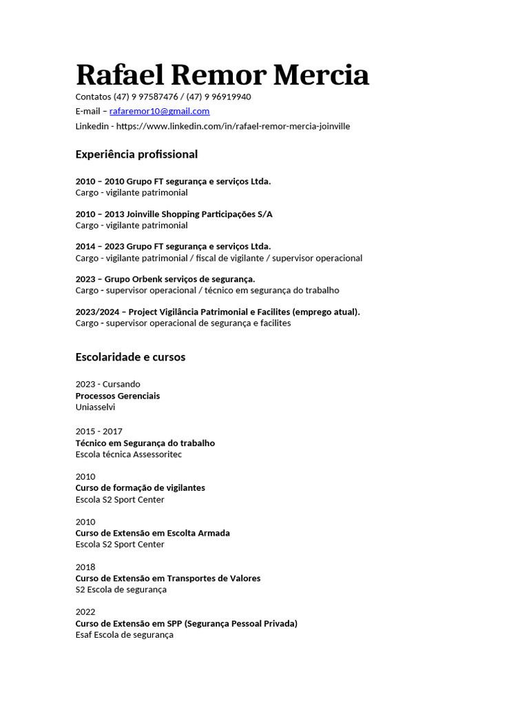 Curriculo Rafael Remor Mercia | PDF