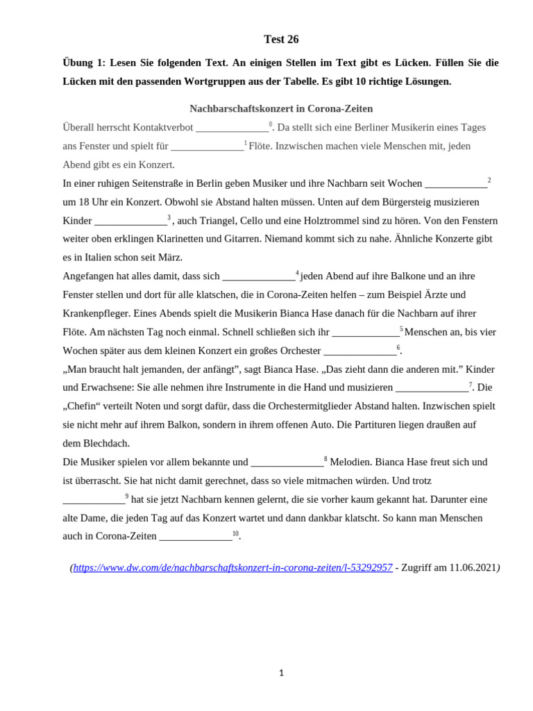 B1 - Test 26 - Lesen | PDF