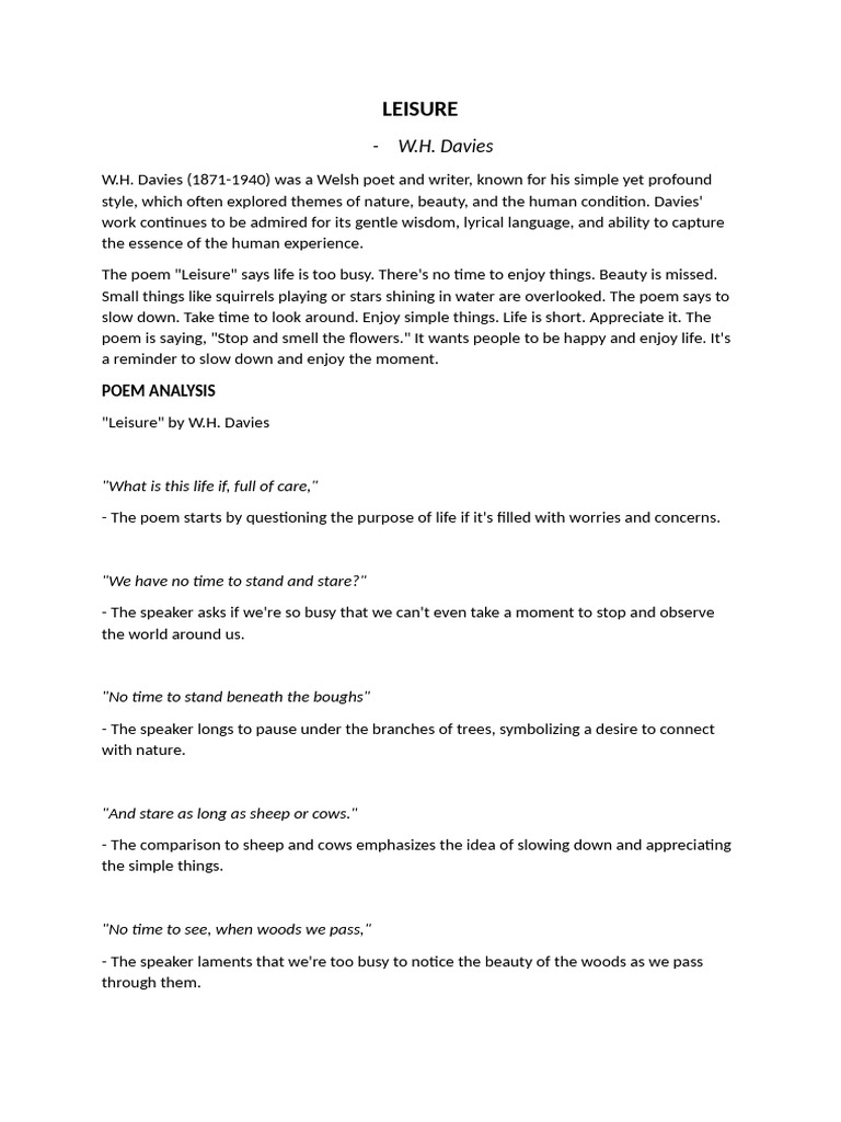 Leisure - Notes | PDF