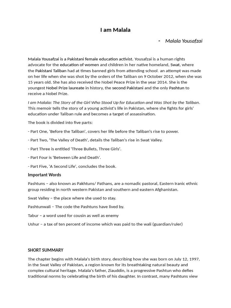 I Am Malala - Notes | PDF