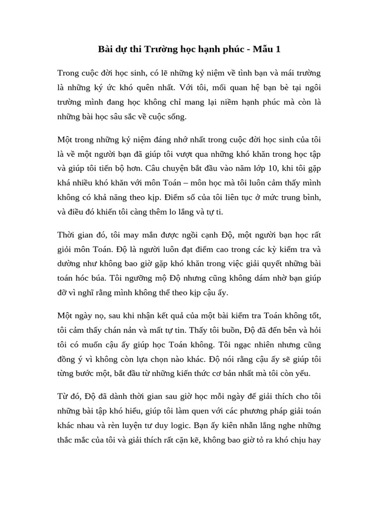 Bai Du Thi Truong Hoc Hanh Phuc | PDF