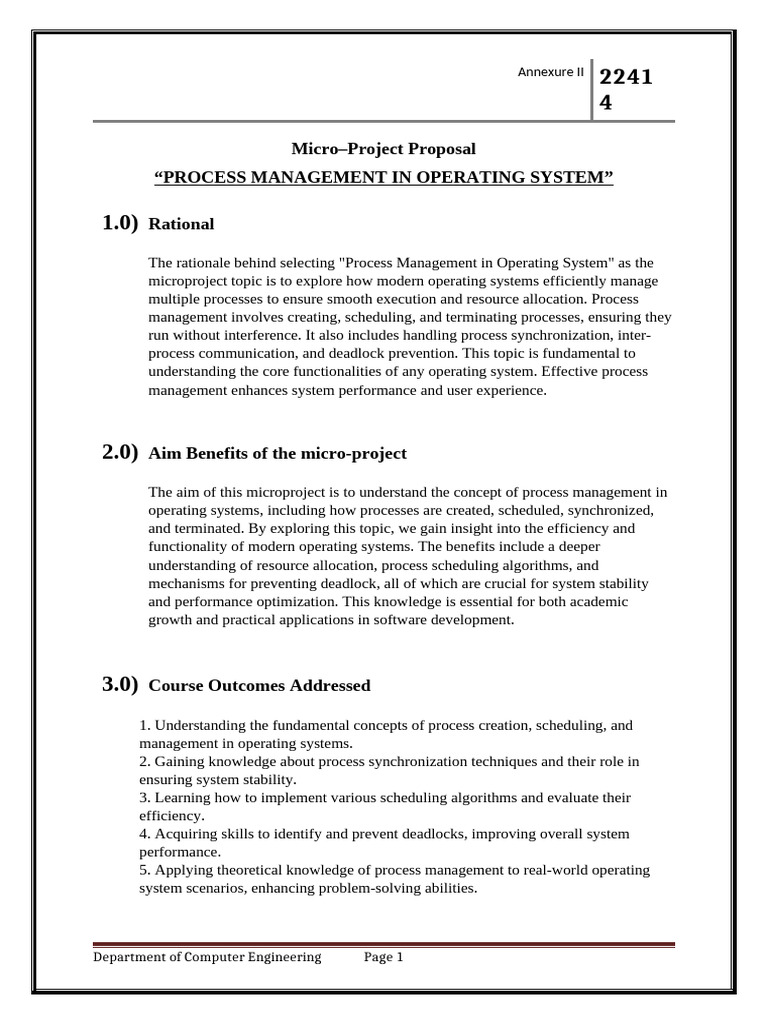 operating system microproject | PDF