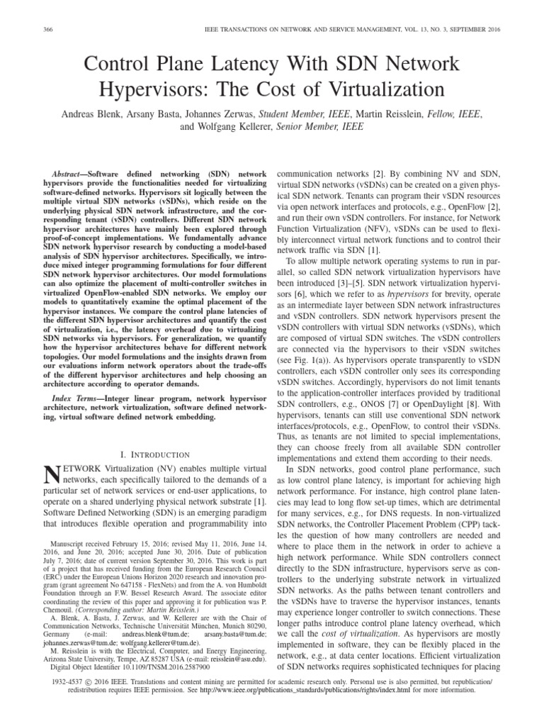 Control Plane With SDN Network Hypervisors | PDF