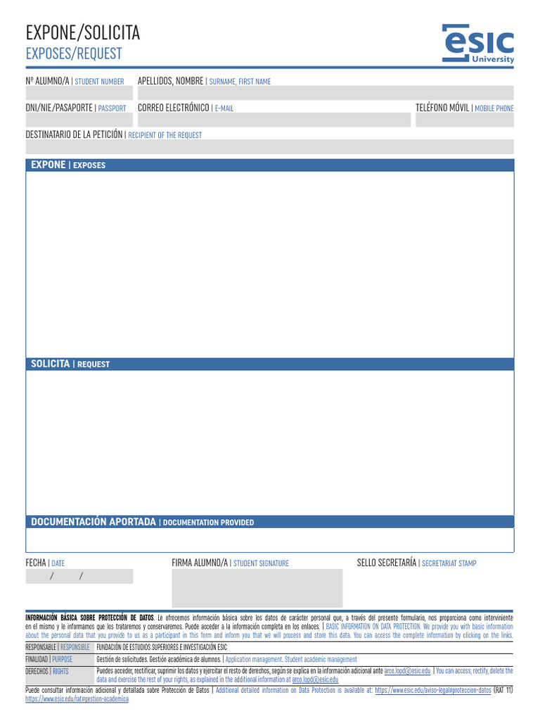 Expone Solicita ESIC Universidad | PDF