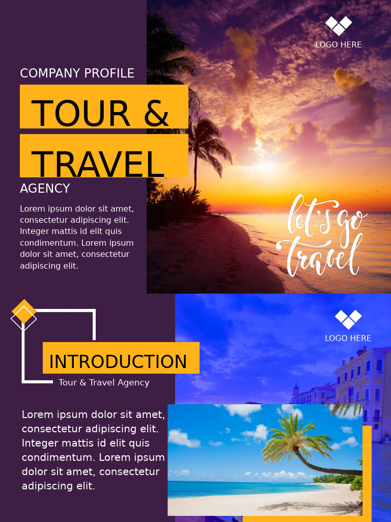Purple Modern Company Profile Tour and Travel Agency Presentation | PDF