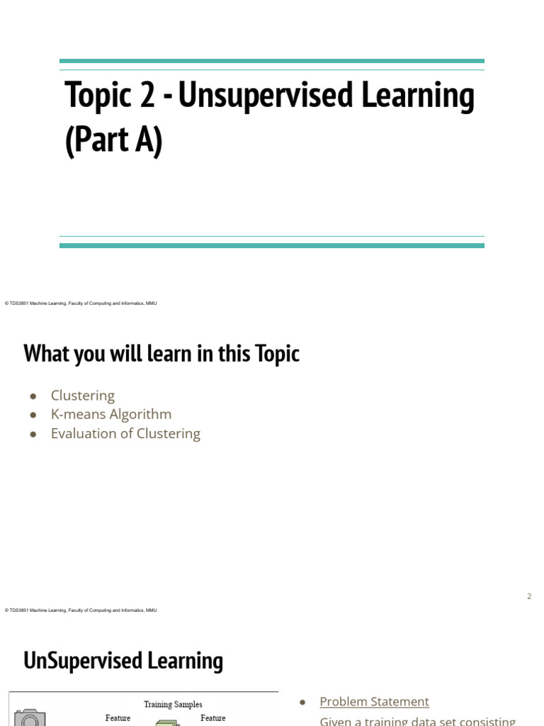Topic 2 - Unsupervised Learning (Part A) | PDF