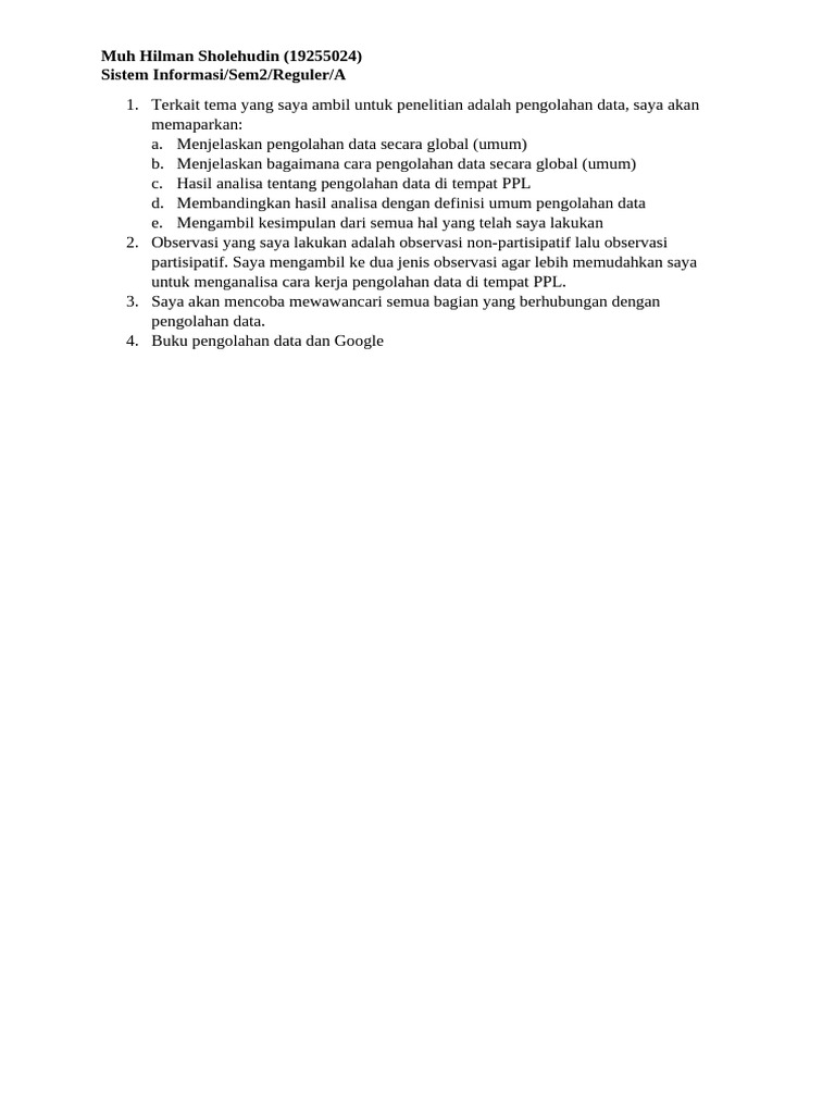 Metode Dan Teknik Pengumpulan Data Sesuai Tempat PPL | PDF