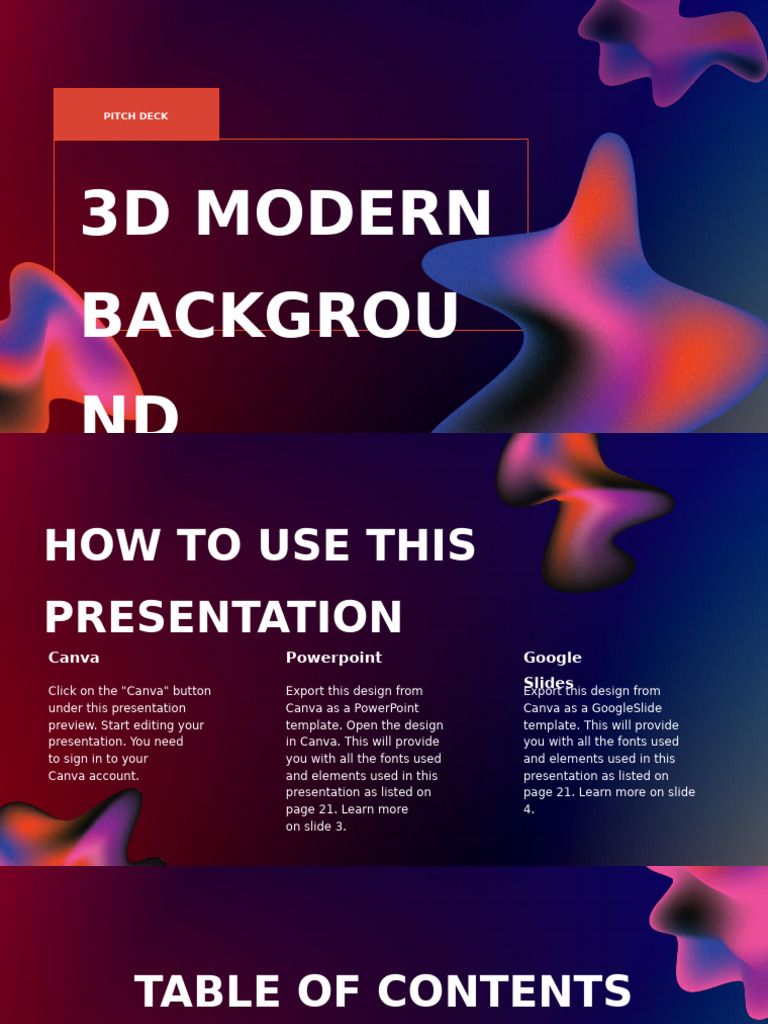 Red and Purple 3D Modern Background Pitch Deck | PDF