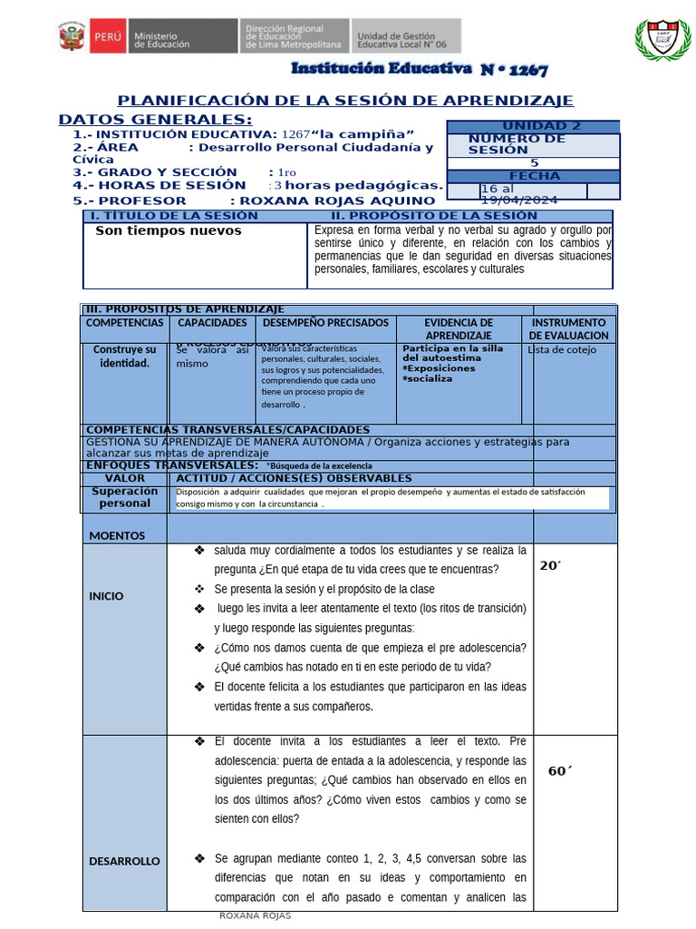 SESION DE DPCC 1ro 15-04 | PDF