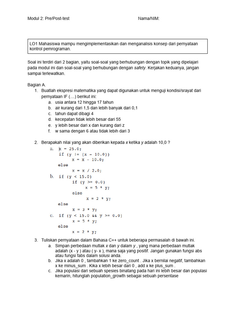 Pre-Post-Test Modul 2 | PDF