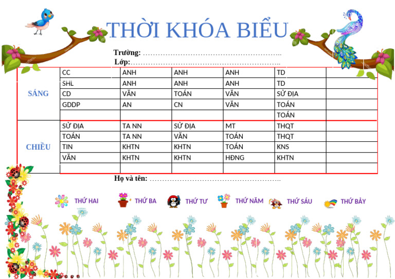 Mau Thoi Khoa Bieu Dep Nhat | PDF