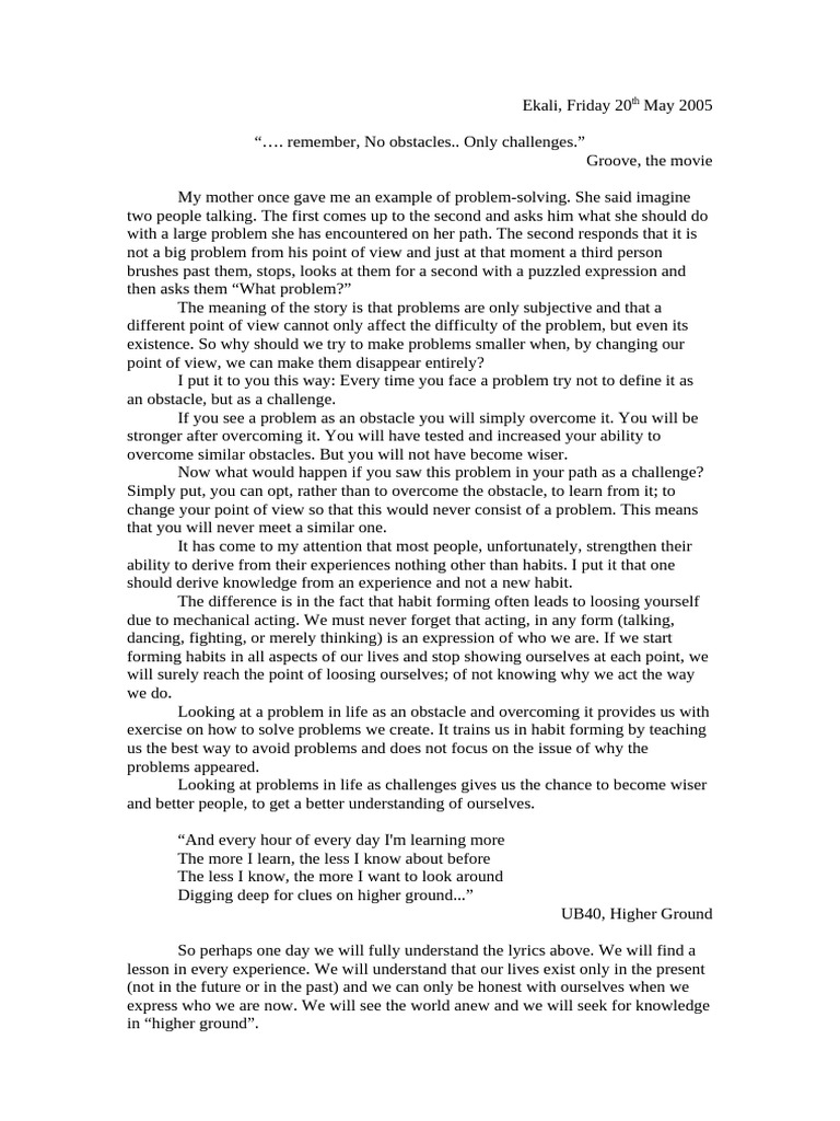 Challenge To Reach Higher Ground | PDF | Knowledge | Experience