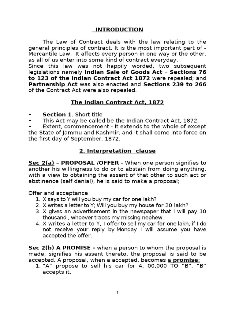 CONTRACT 1 NOTES - SS | PDF