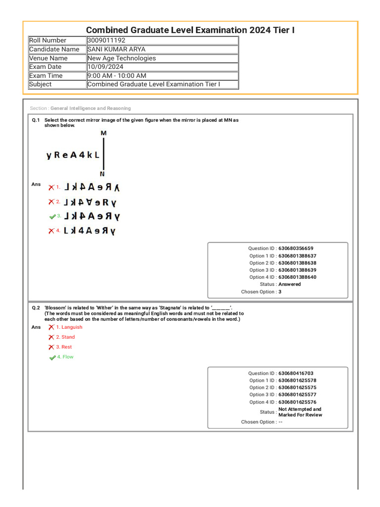 Answer Key 2024 | PDF