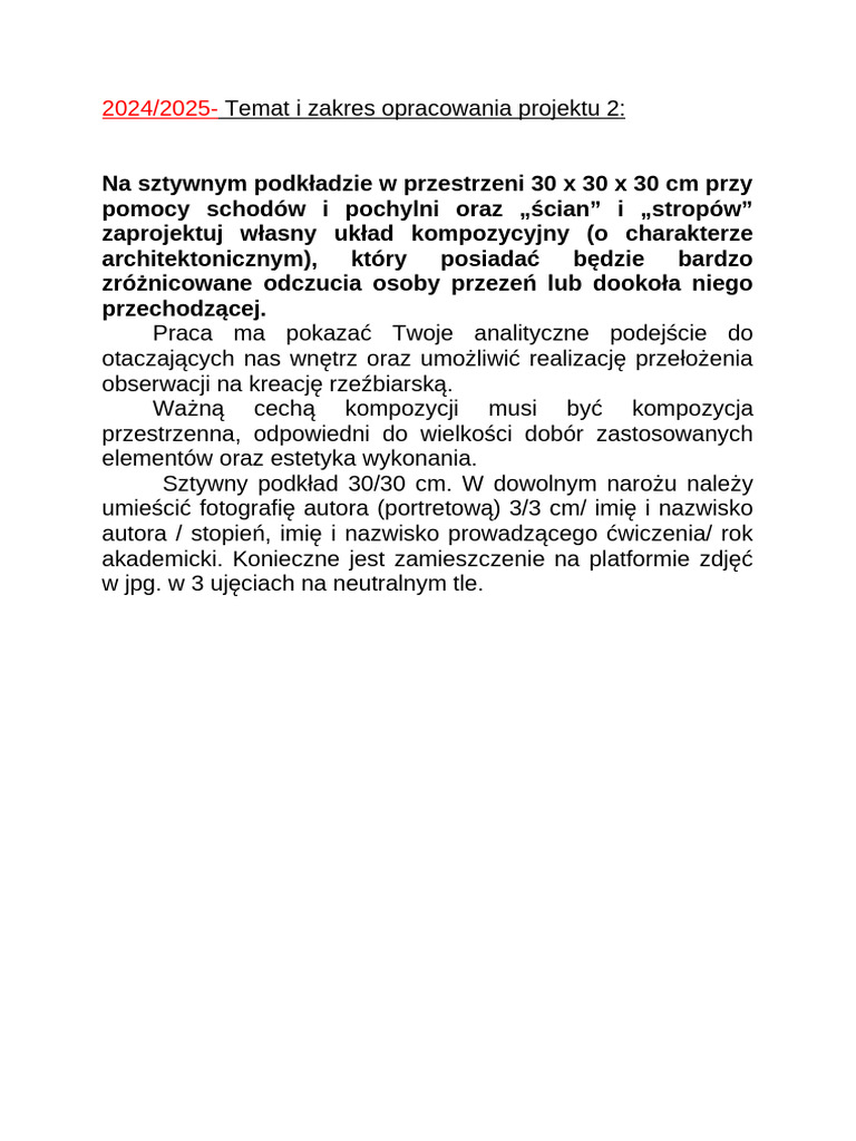 Projekt 2 Zakres Opracowania 2024 2025 | PDF