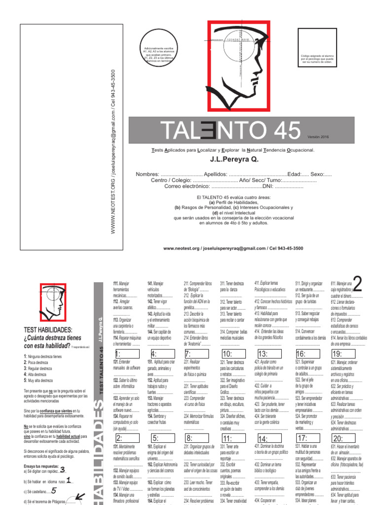 5 Protocolo Talento 45 Version 2016 | PDF