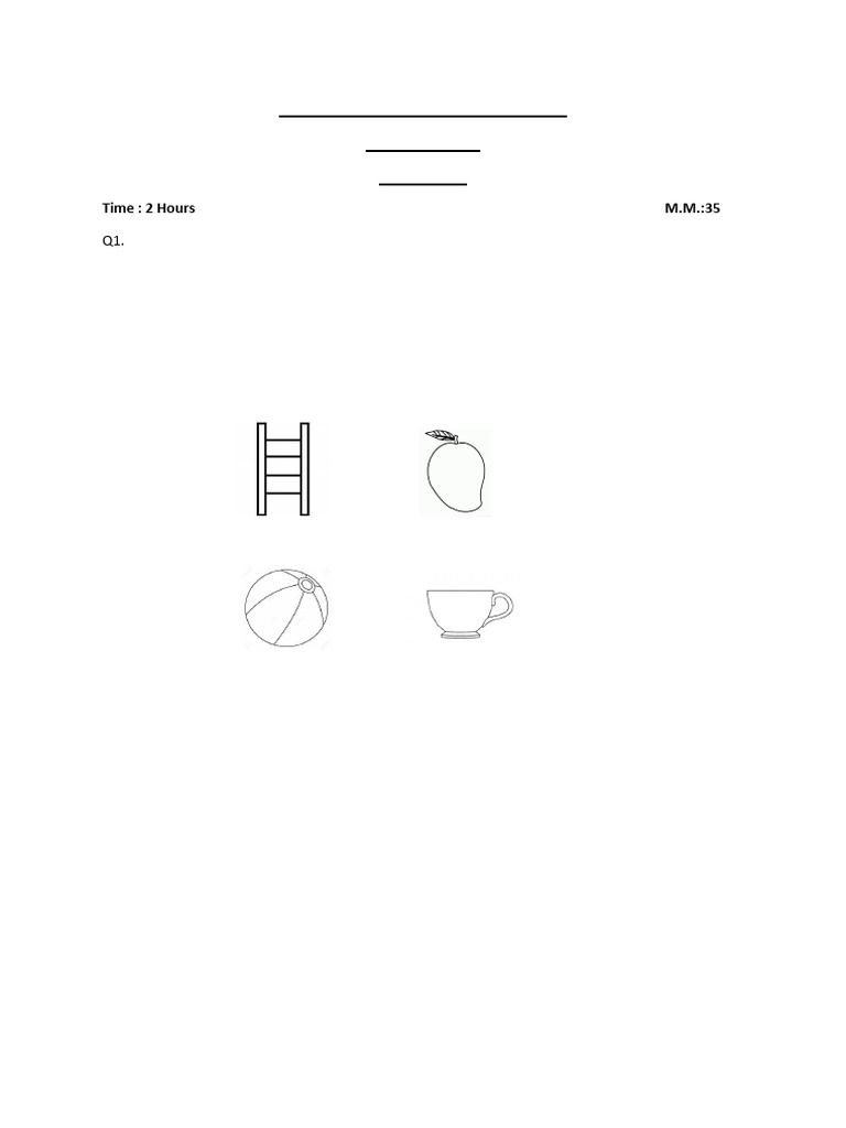 Unit Test - Ii Sample Paper LKG Class English: Time: 2 Hours M.M.:35 | PDF