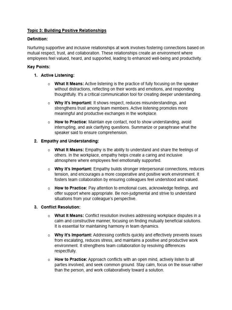 Building Positive Relationships | PDF