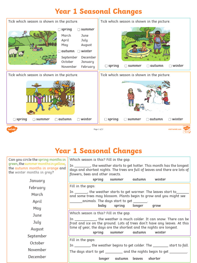 Year 1 Seasonal Changes | PDF