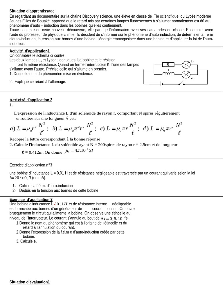 fiche et support TDC autoinductin | PDF
