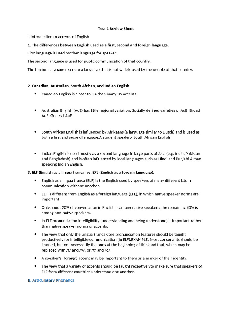 Test 3 Review Sheet | PDF