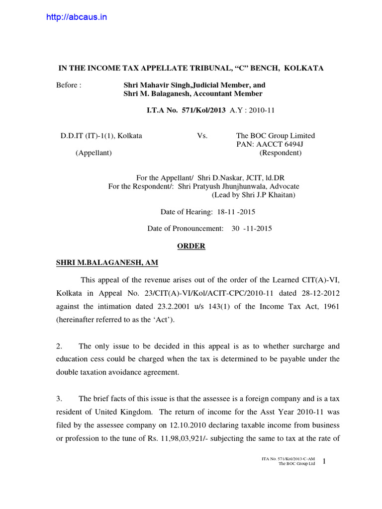 Case Law - No Surcharges and Education Cess For DTAA Treaties | PDF