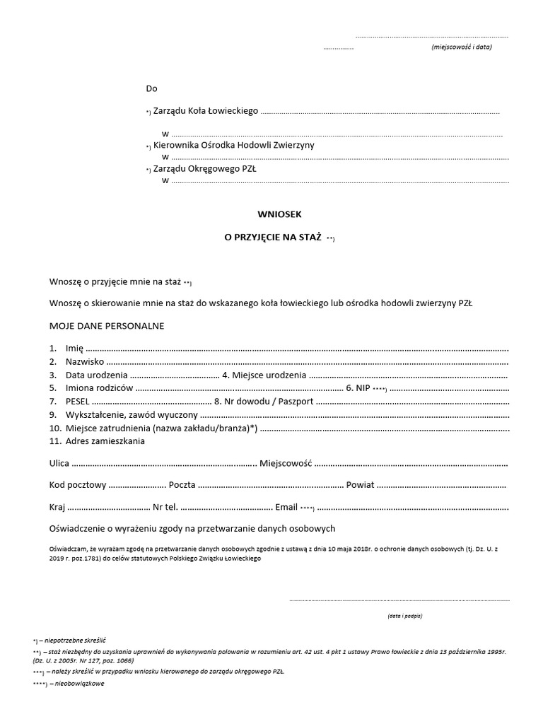 Wniosek I Uchwala o Przyjecie Na Staz Zgodny Z RODO Z 11 2020 | PDF