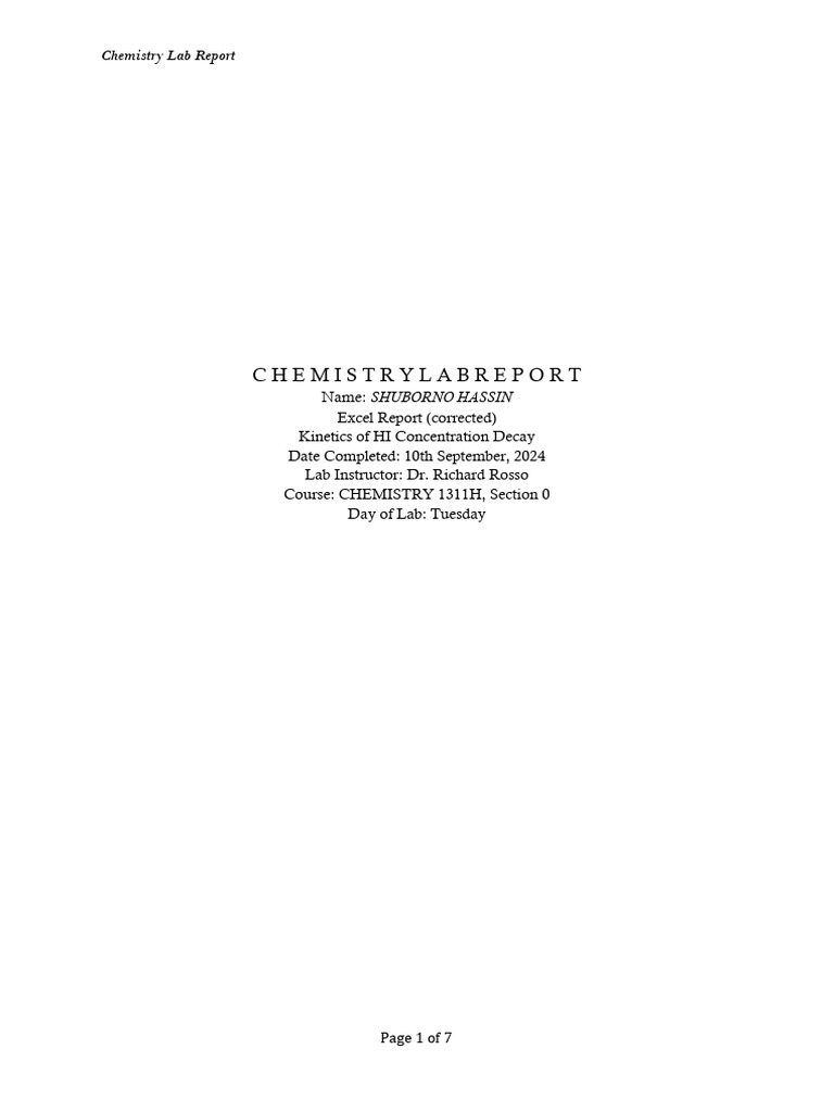 Chemistrylabreport: Chemistry Lab Report | PDF