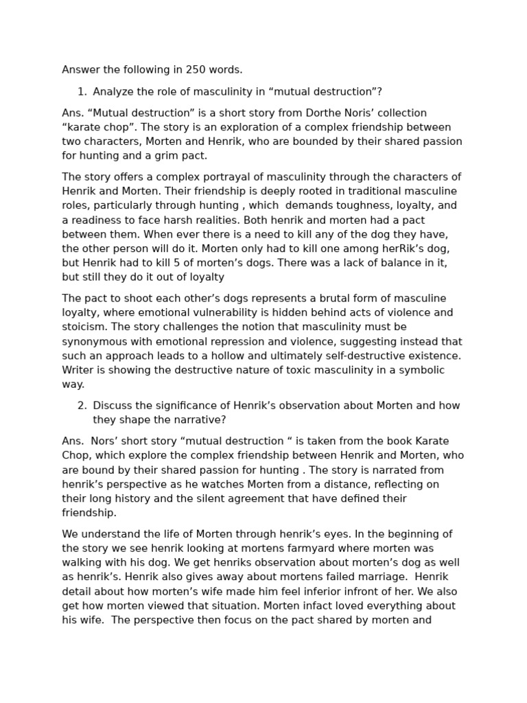 Mutual Destruction Essay | PDF | Masculinity | Dogs