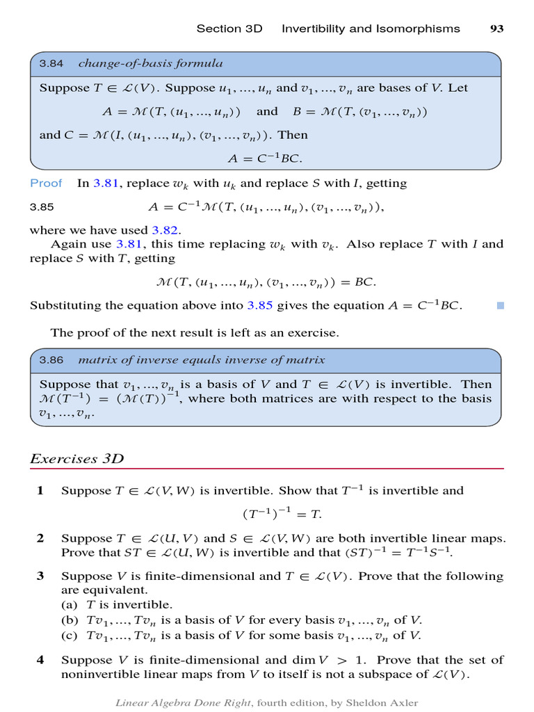 Change-Of-Basis Formula: Proof | PDF