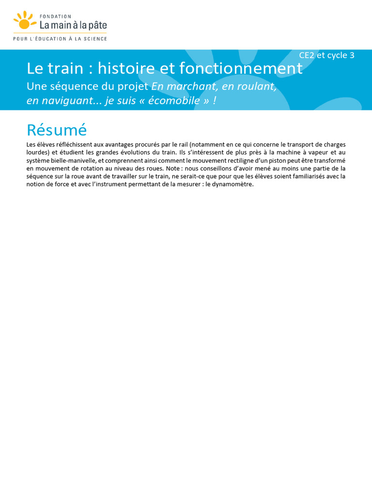 Le Train Histoire Et Fonctionnement | PDF