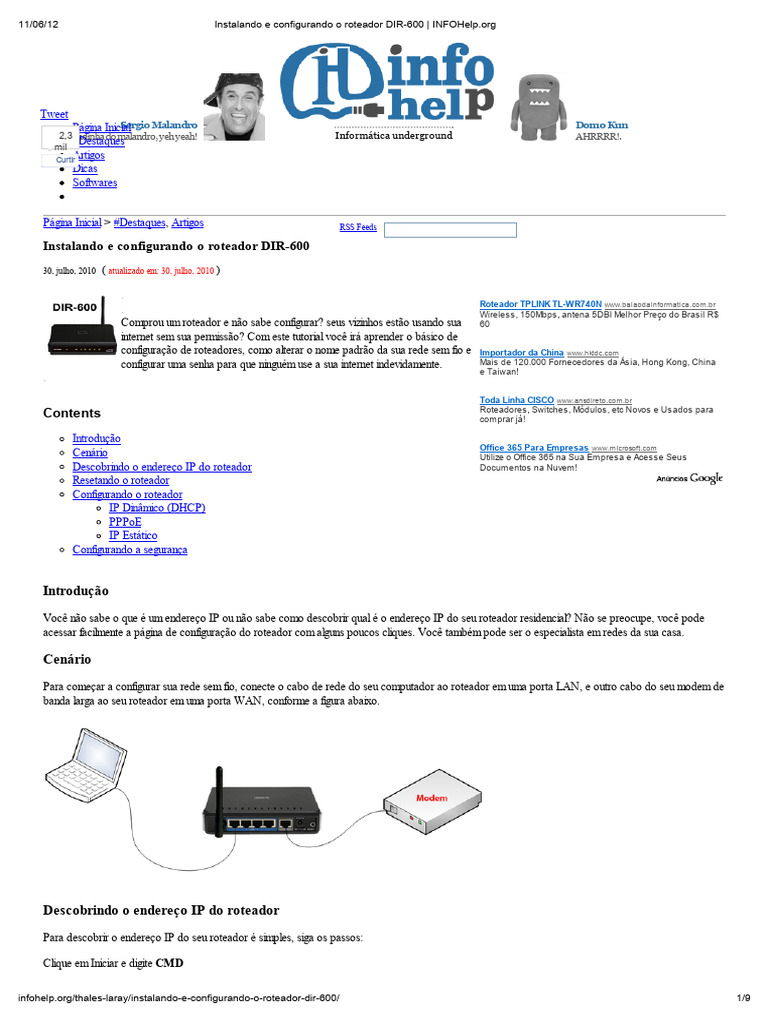 Instalando e configurando o roteador DIR-600 _ INFOHelp | PDF Instalando e configurando o roteador DIR-600 _ INFOHelp | PDF