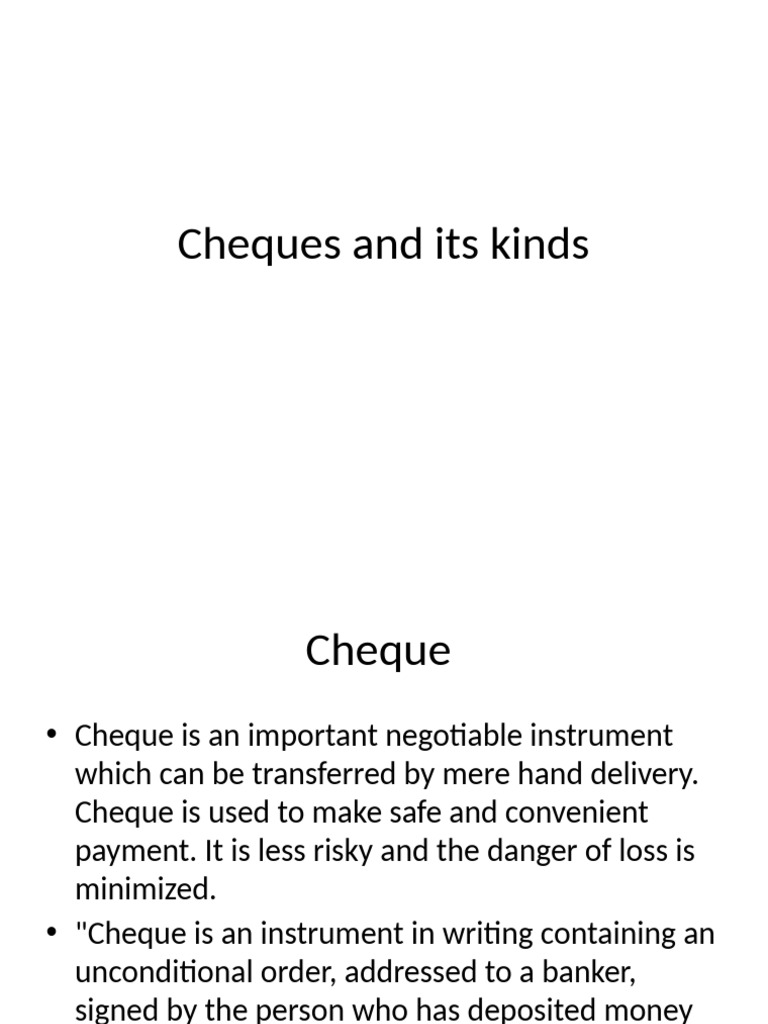 Cheques and Its Kinds | PDF