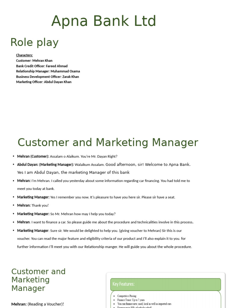 Banking Role Play Presentation | PDF