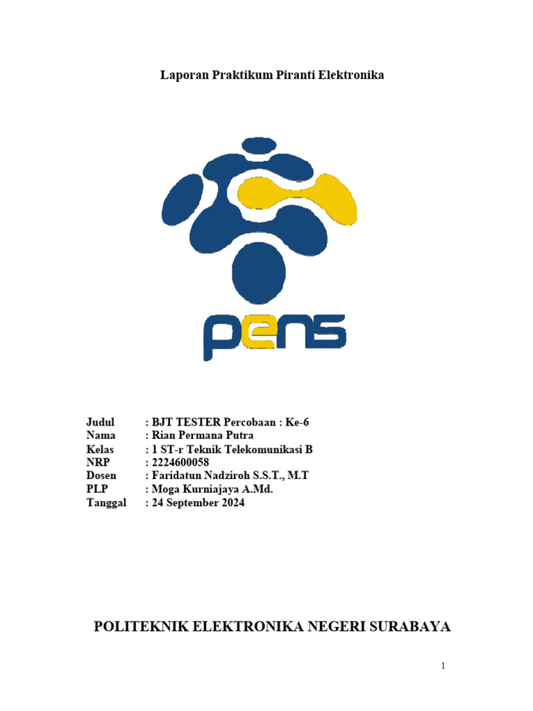 Rian Permana Putra - LAPRAK PIRANTI ELEKTRONIKA BJT TESTER 6 | PDF