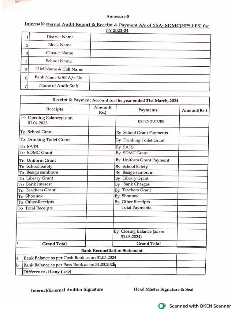 Primary Schools Receipt and Payments 4 Copies ತರುವುದು | PDF