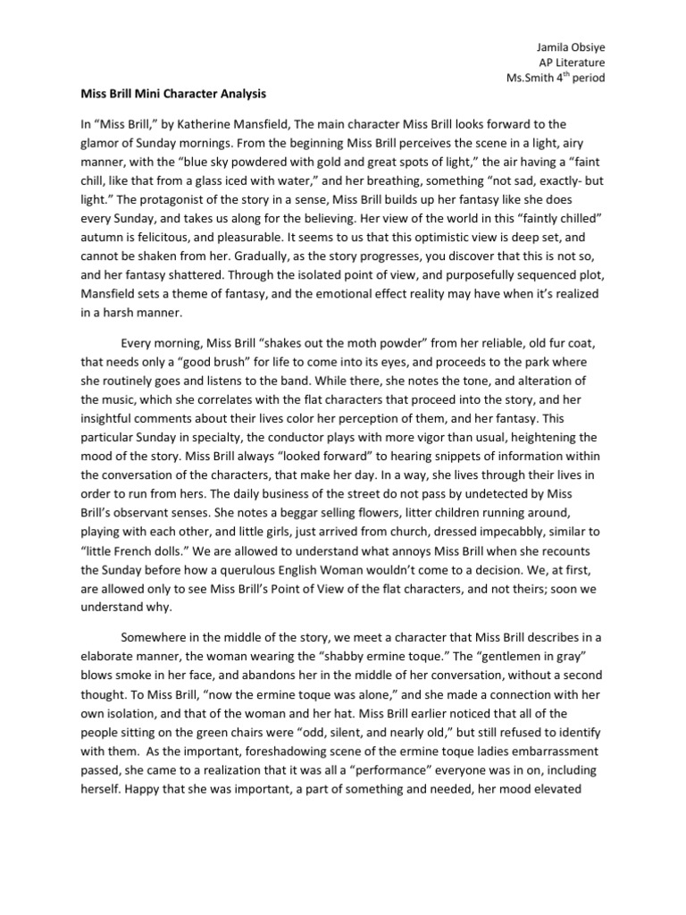 Miss Brill: Themes and Analysis | PDF