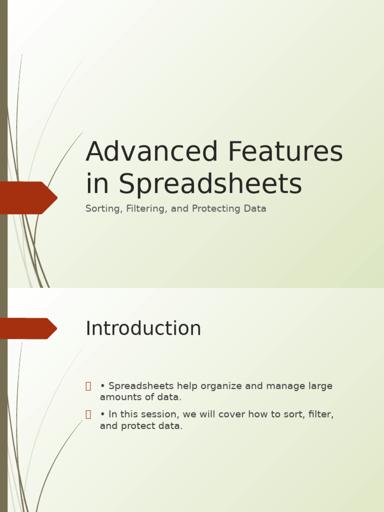 Advanced Features in Spreadsheets | PDF