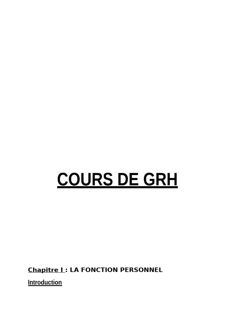 Cours de GRH mrh2 CE2 | PDF