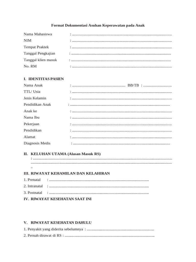 Format Keperawatan Anak | PDF