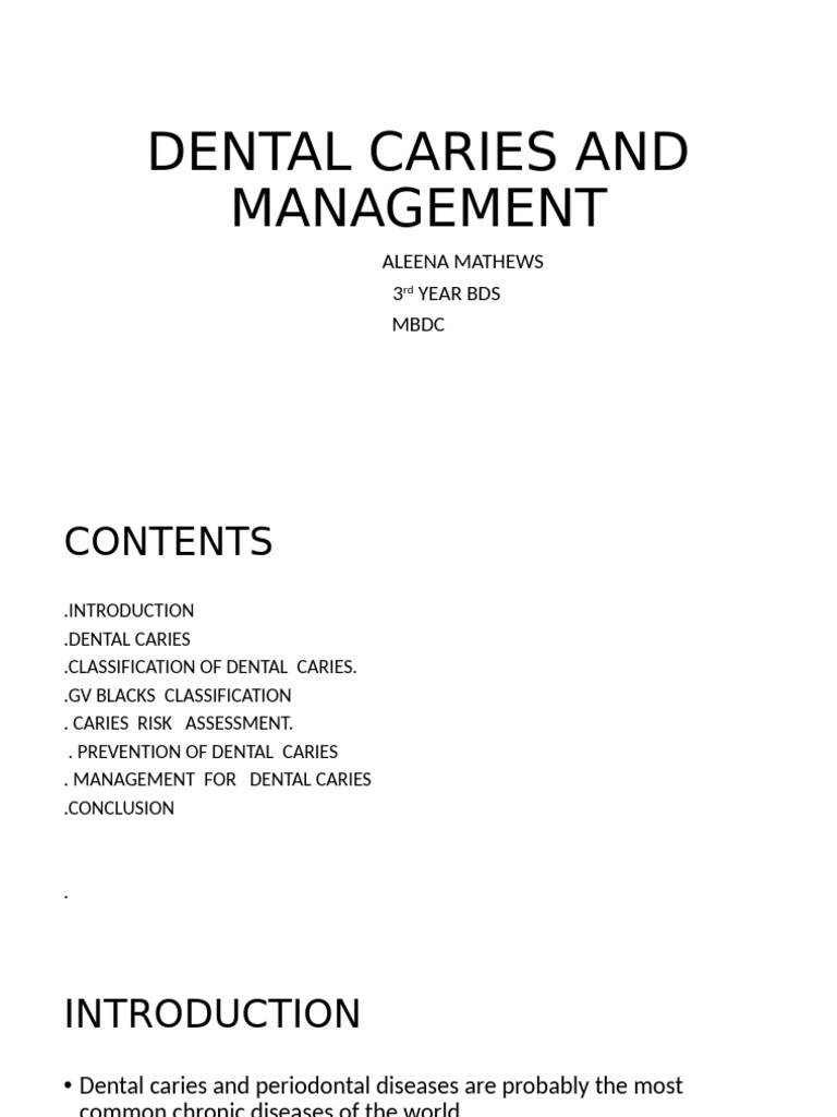 Dental Caries and Management | PDF