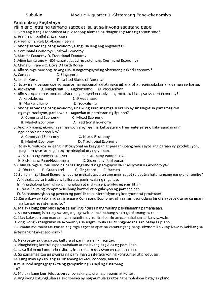 Subukin Module 4 Quarter 1 | PDF